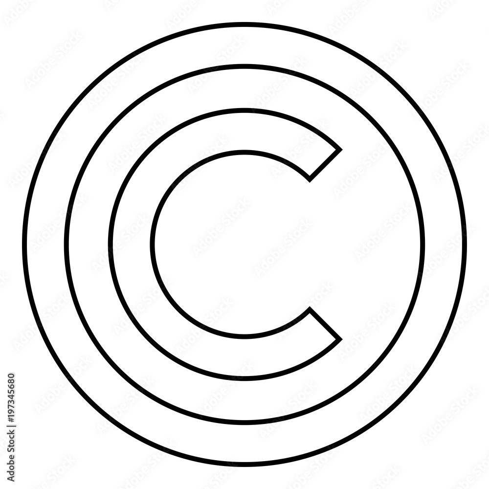 Copyright symbol icon black color illustration flat style simple image ...