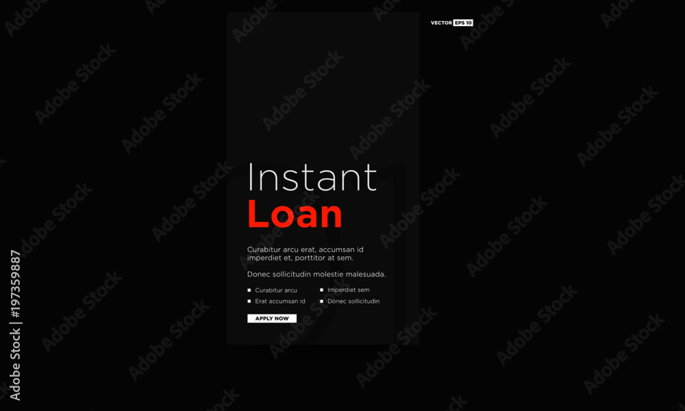 Instant Loan Poster Template Text Box Design With Apply Button Stock ...