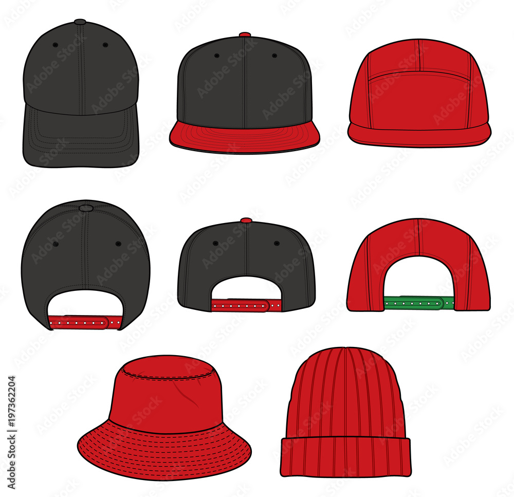 Hat Beanie CAP design fashion flat technical drawing template Stock ...