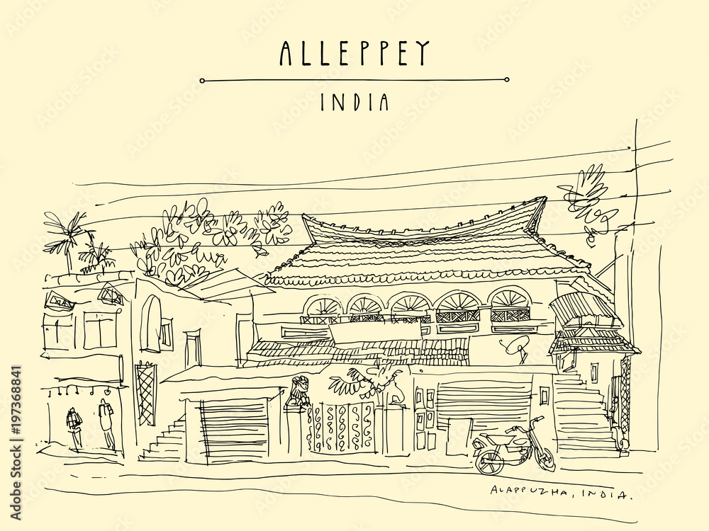 Old house in Alleppey (Alappuzha), Kerala, India. Historical building ...