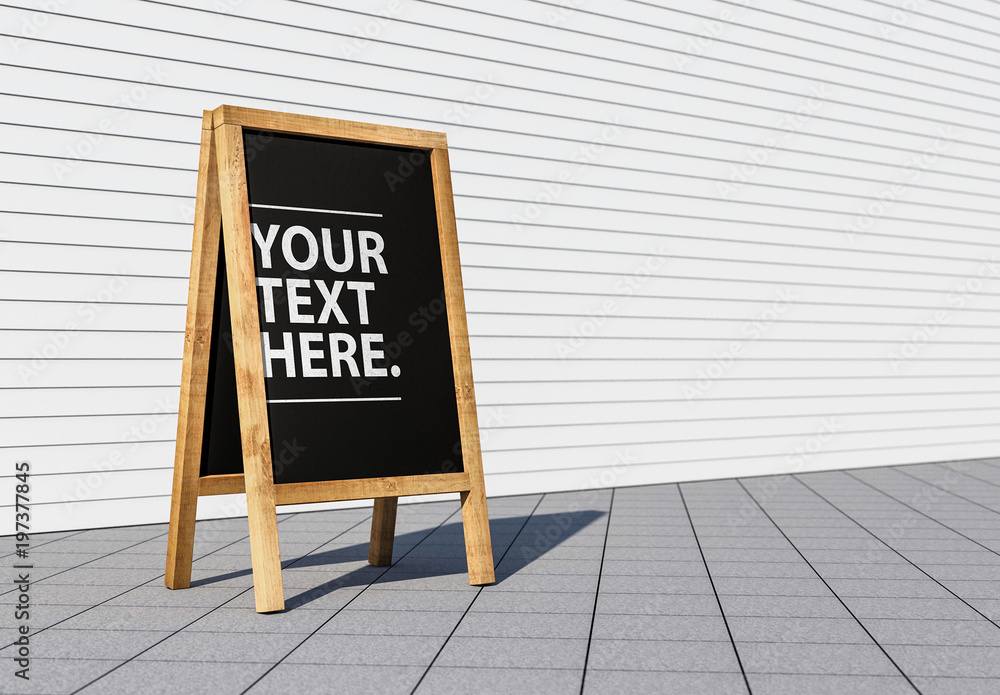 Wooden Easel Blackboard Menu Mockup on City Street Stock Template ...