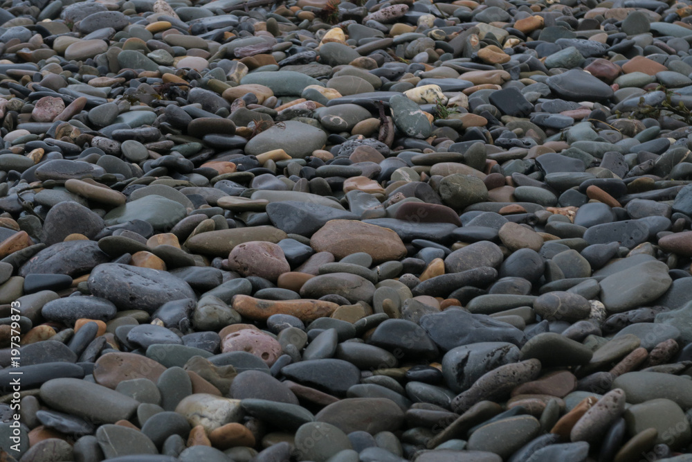 Pebble beach stone textures with different types and colors of round ...