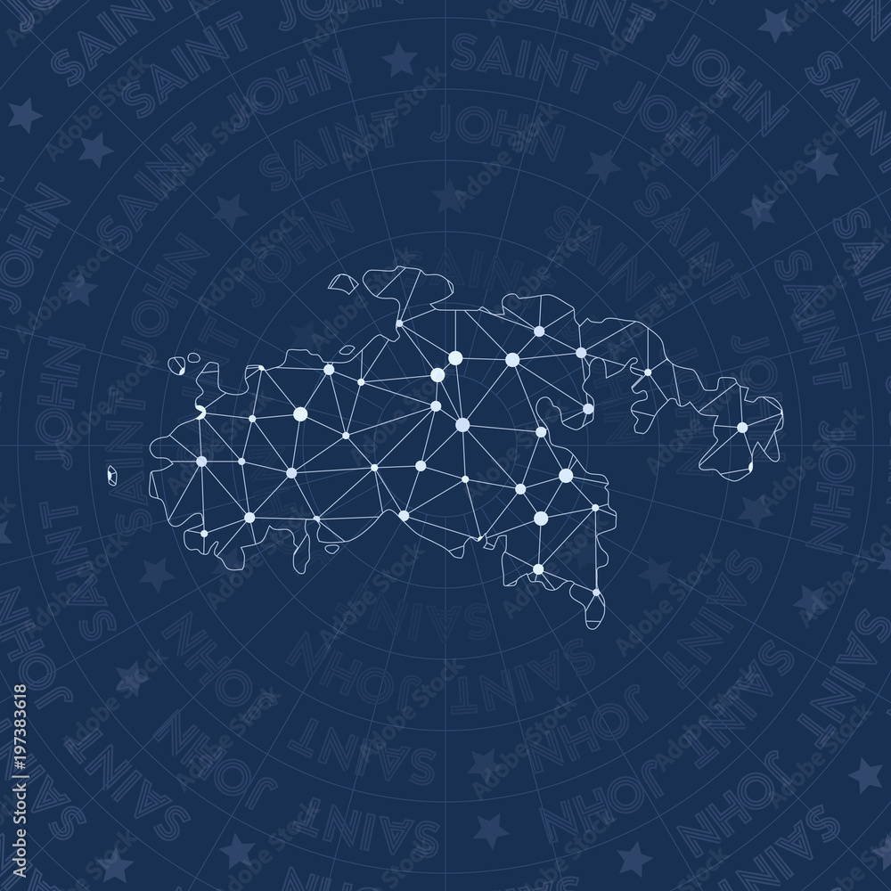 Saint John network, constellation style island map. Grand space style ...