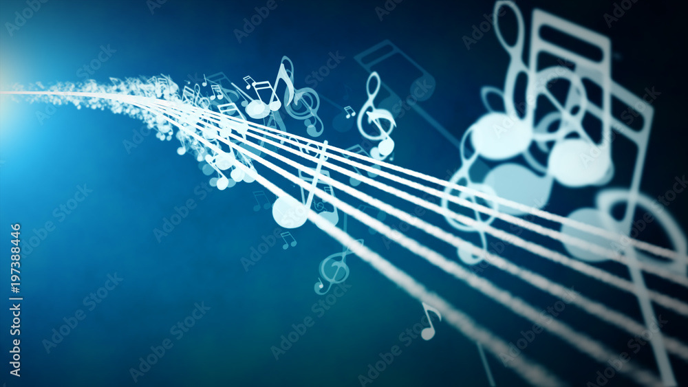 Animated background with musical notes 3d illustration Stock Photo ...