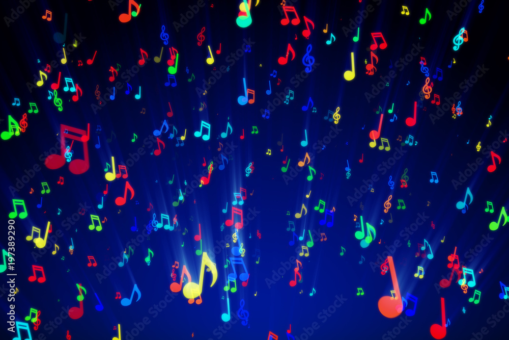 Seamless animation of colorful musical notes for music videos, LED ...