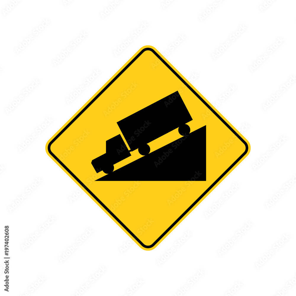 USA traffic road sign.warning sign for hill ahead. vector illustration ...