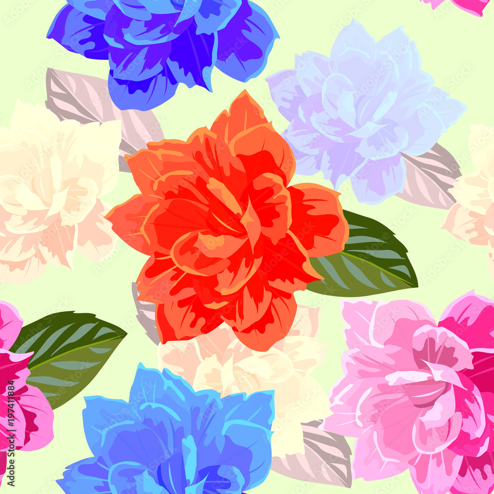 Seamless background with cute colorful flowers. Design for cloth ...