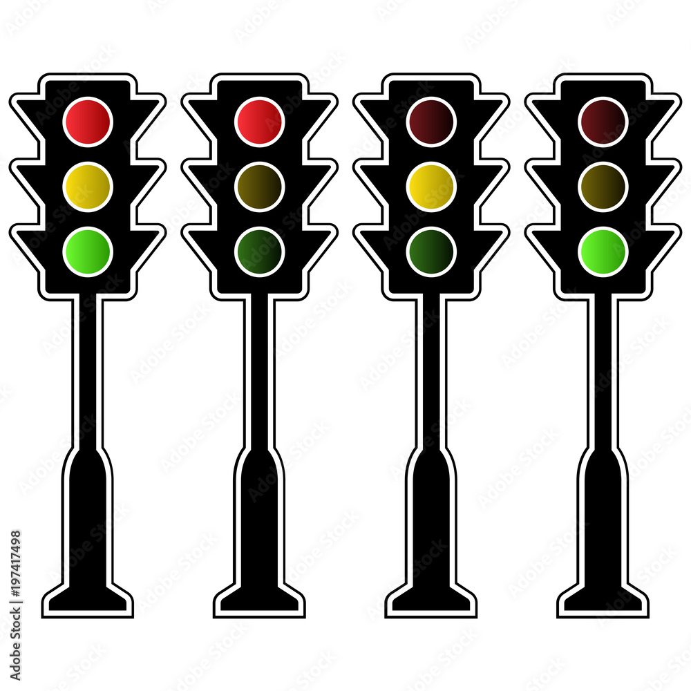 Flat traffic light pole. Five frames. Isolated on white Stock Vector ...