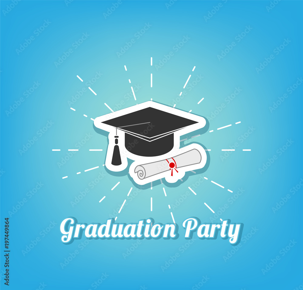 Graduation hat icon. Graduation cap, hat. Graduation Party lettering ...