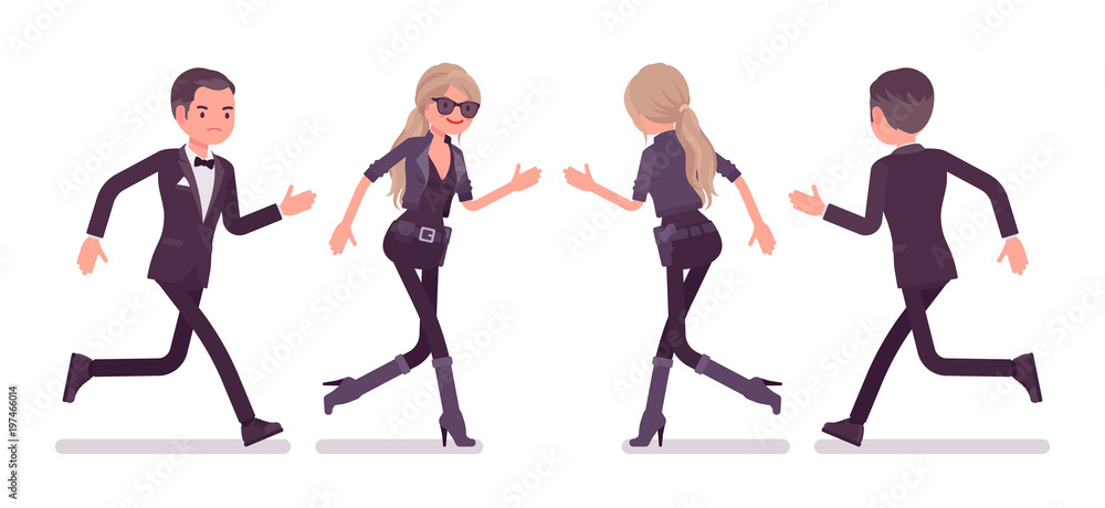 Secret agent gentleman and lady spy of intelligence service running ...