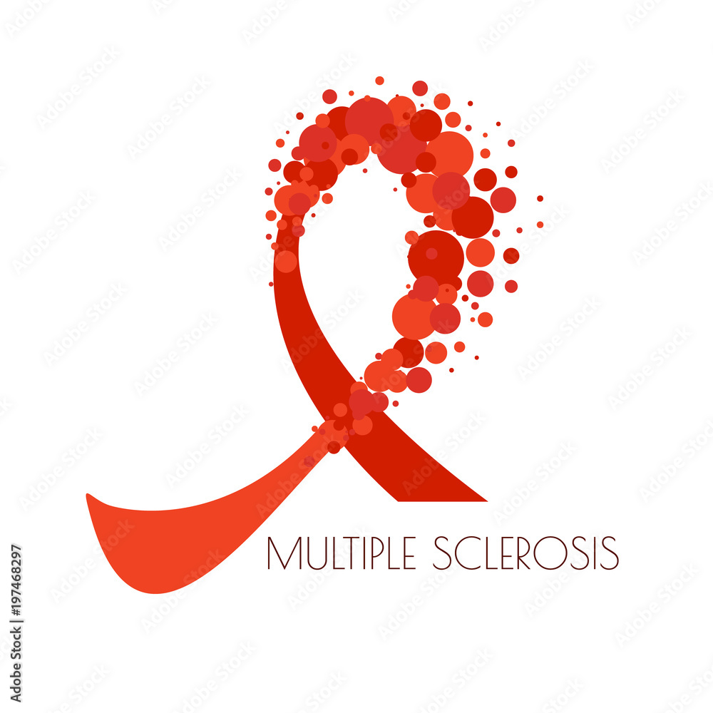 Multiple sclerosis ribbon awareness poster with an orange bow made of ...