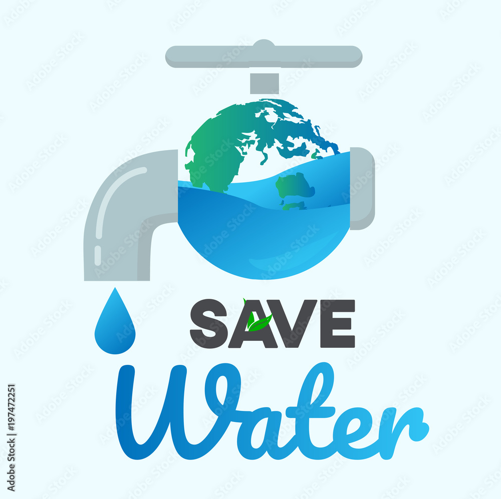 save water graphic design vector or background greeting card or poster ...