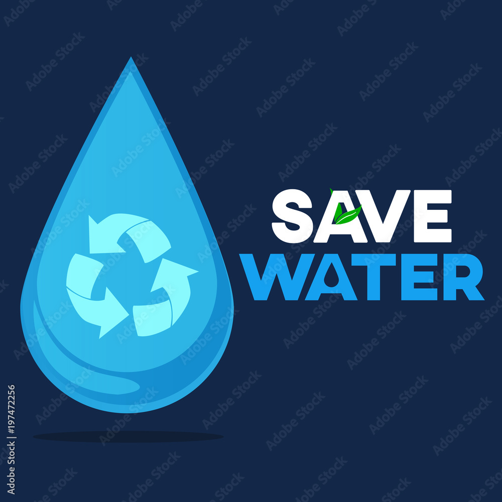 save water graphic design vector or background greeting card or poster ...