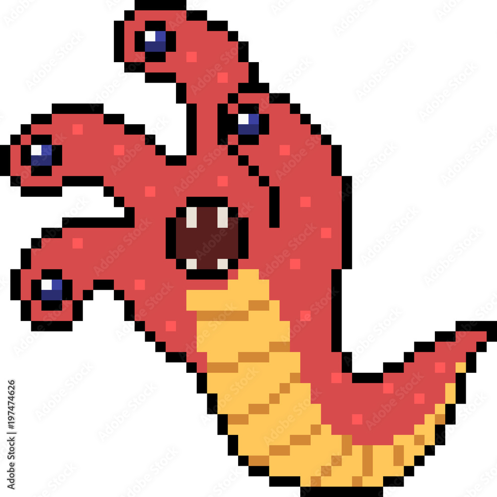 vector pixel art worm monster Stock Vector | Adobe Stock
