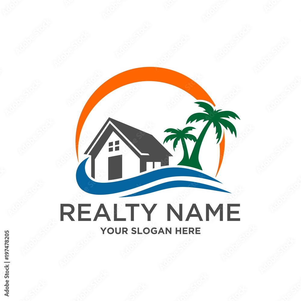 beach house travel logo Stock Vector | Adobe Stock