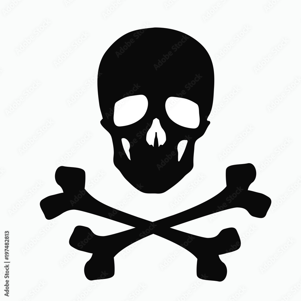 Skull and bones - a sign of danger. Illustration isolated on white ...