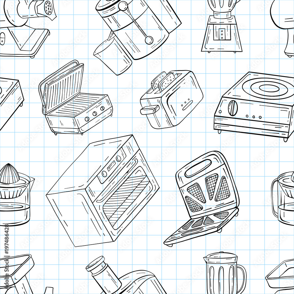 Household appliances for the kitchen, cafe and restaurant. Vector ...