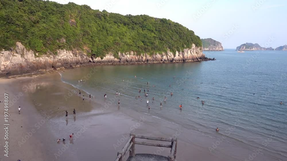 Panoramic landscape view of Cat Ba beach of City of Cat Ba Island, Ha ...