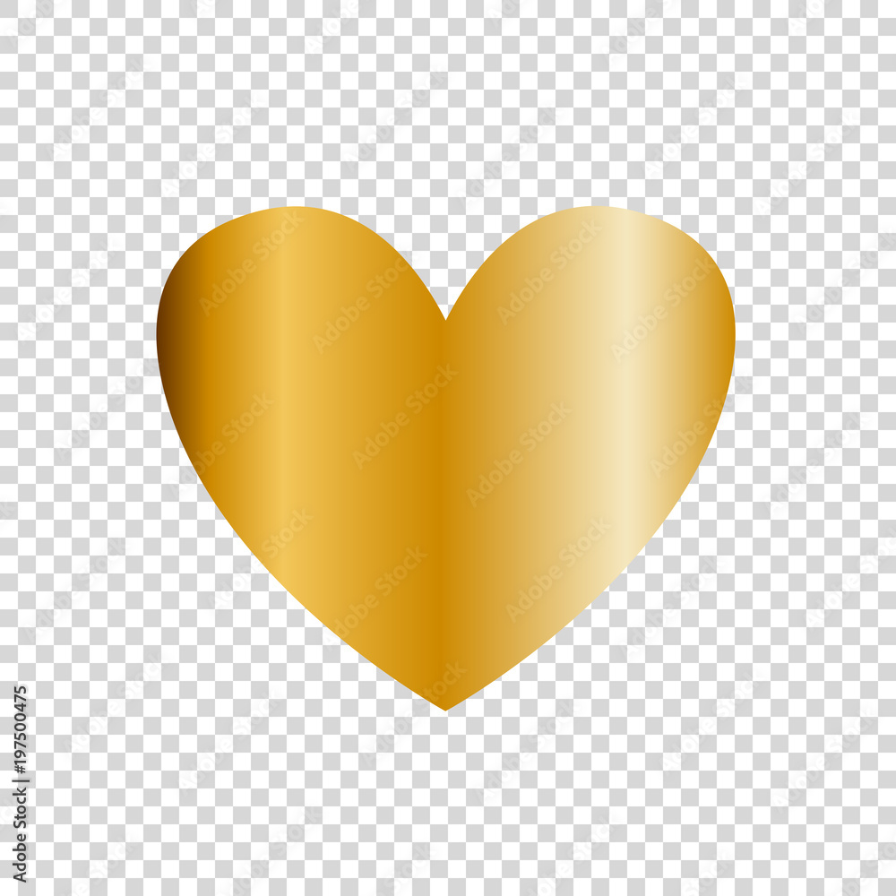 Vector golden heart icon, clip art isolated on transparent background ...