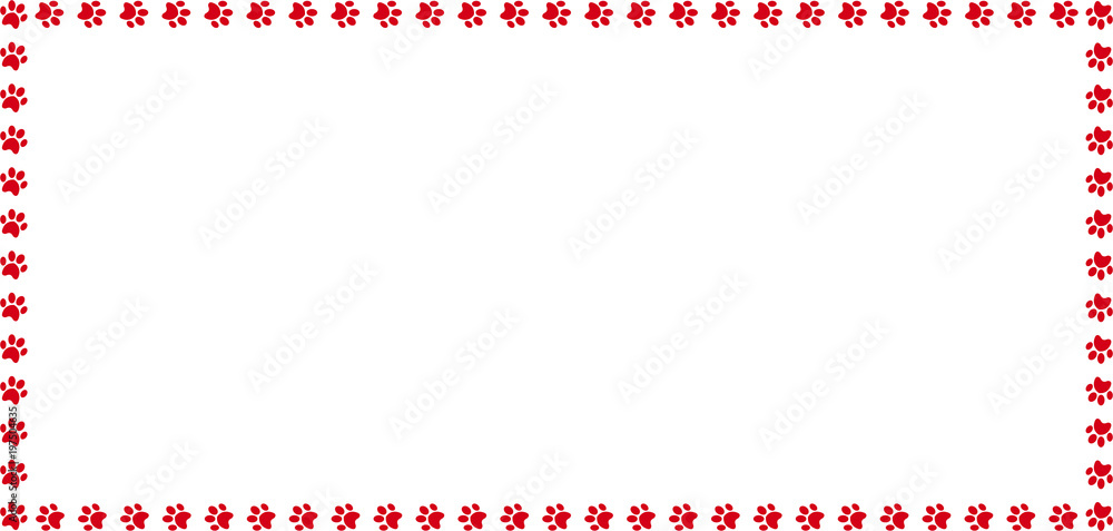Red Paw Print Border
