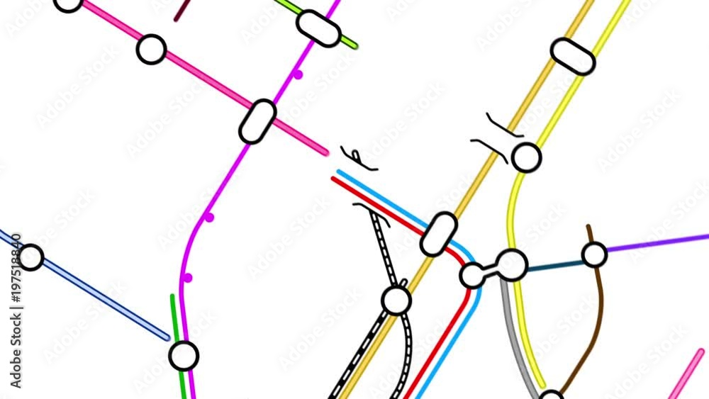 Transport network map loop. Generic growing public transportation ...