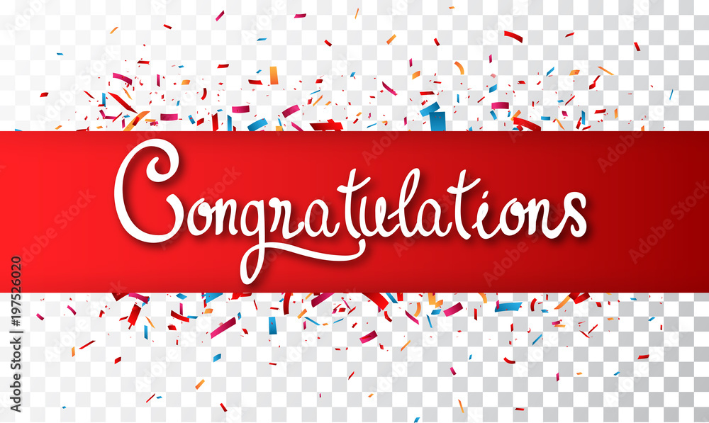 Colorful congratulations banner , isolated on transparent background ...