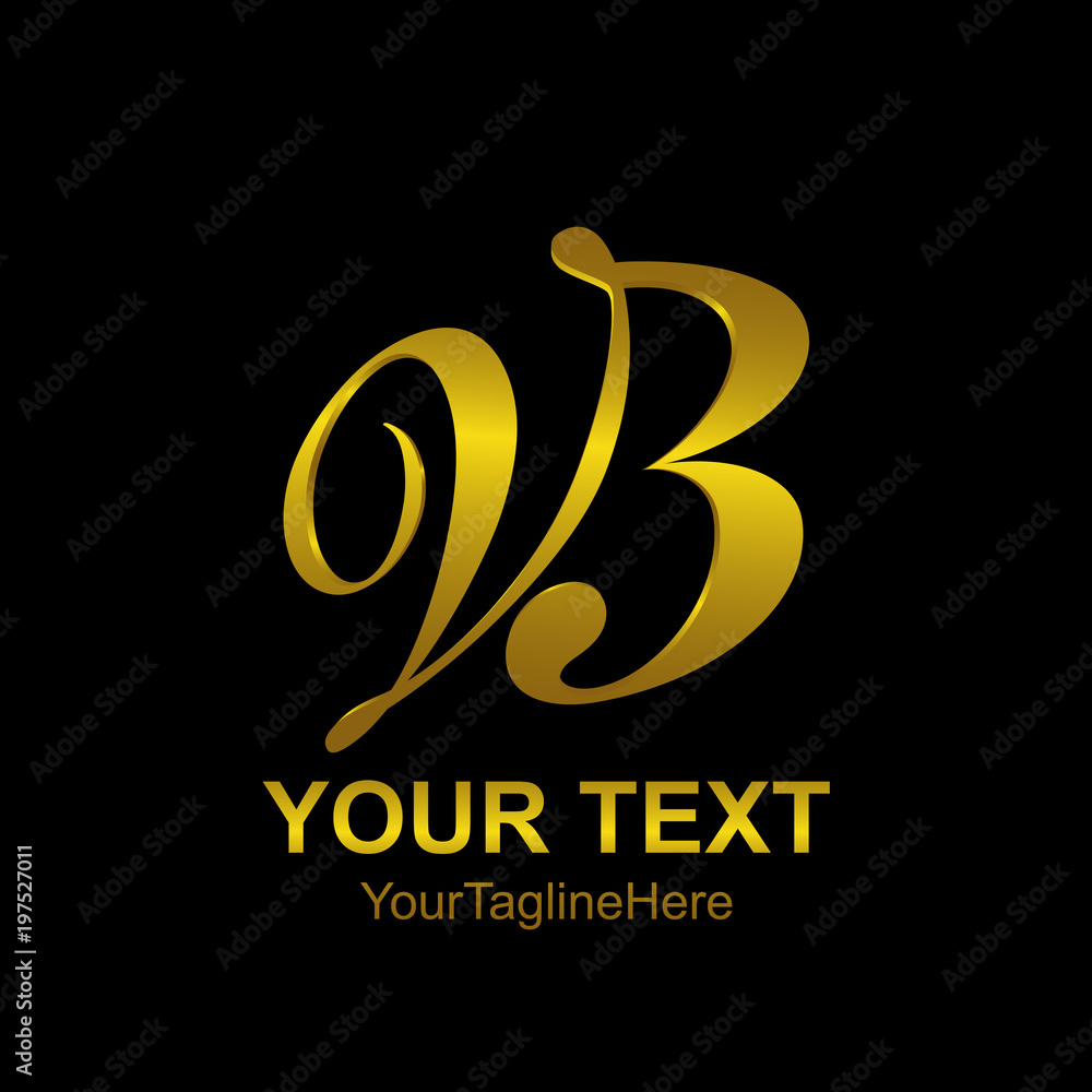 Initial letter VB logo template colored gold elegant luxury design for ...