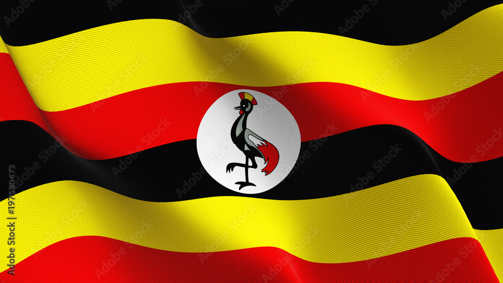 Uganda flag waving loop. Ugandan flag blowing on wind. Stock Photo ...