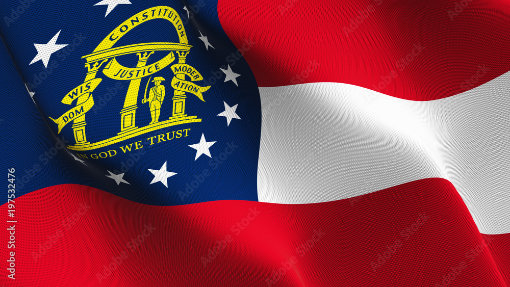 Georgia US State flag waving loop. United States of America Georgia ...