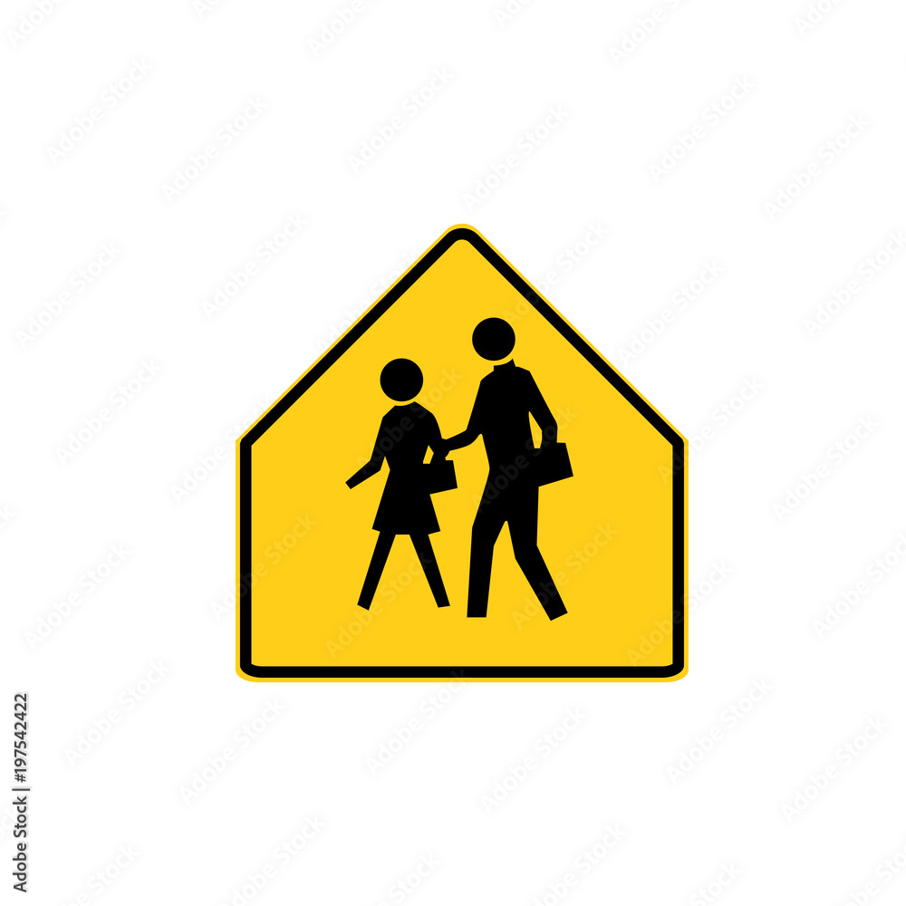USA traffic road sign. school advance warning,you're entering a school ...
