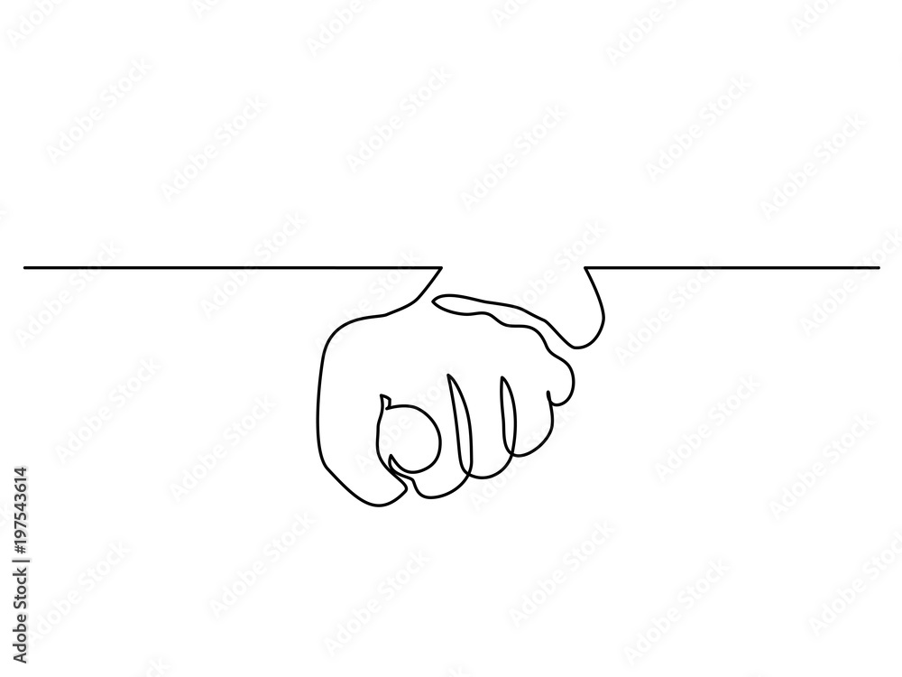 Continuous line drawing. Hand with fingers folded in fig. Vector ...