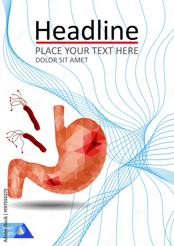 Realistic low poly human stomach and duodenum cover design. Gastric ...