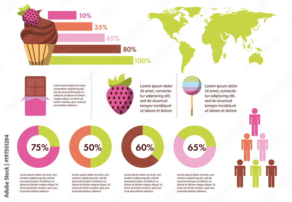 Modelo de Desserts and Candy Infographic with Illustrations and Map do ...