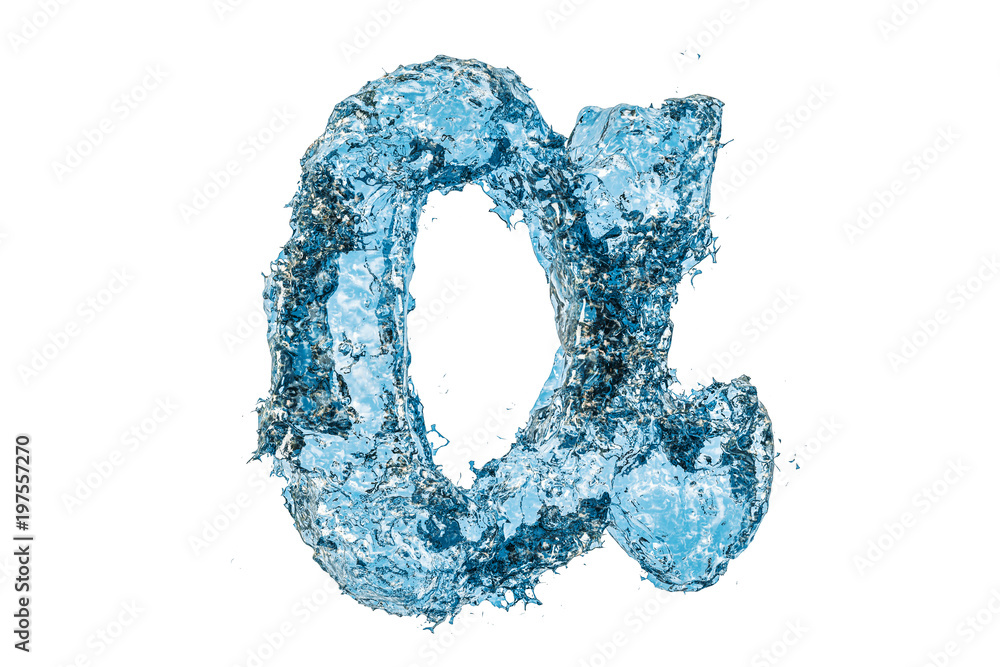 Water letter alpha, 3D rendering Stock Illustration | Adobe Stock