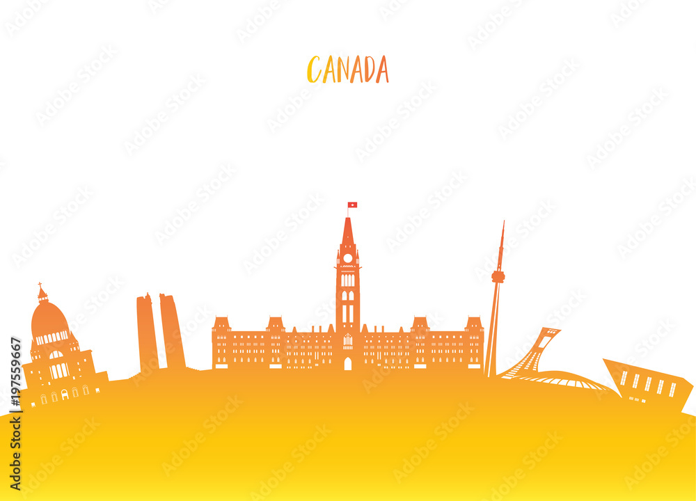 Canada Landmark Global Travel And Journey paper background. Vector ...