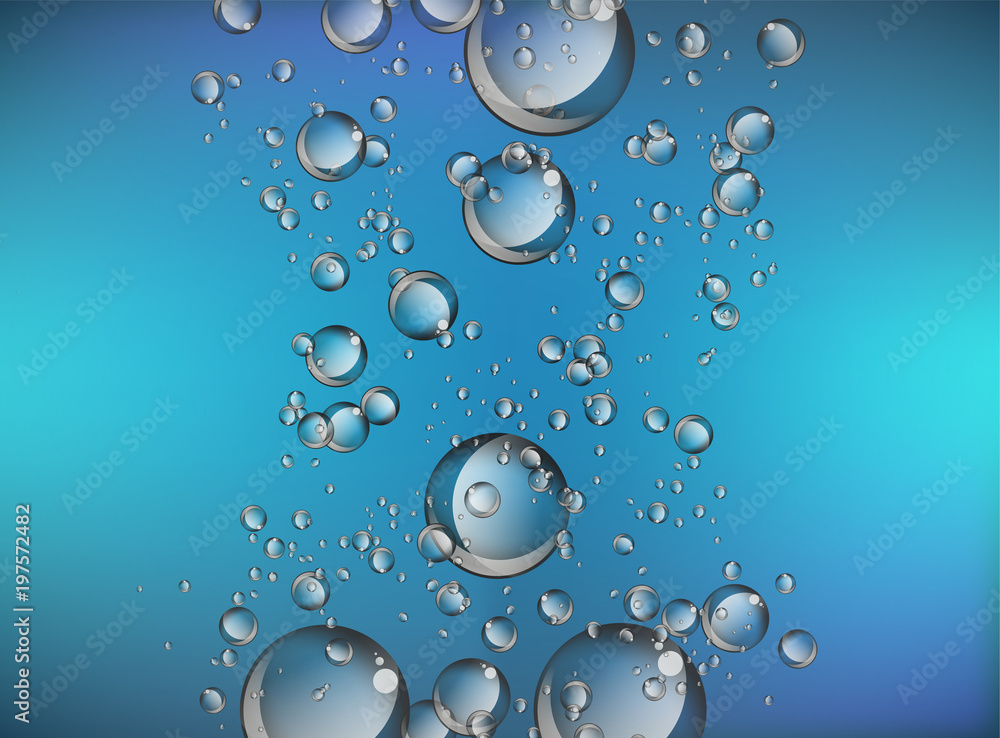 Abstract Water bubbles rising on blue background. vector background. Stock Vector | Adobe Stock