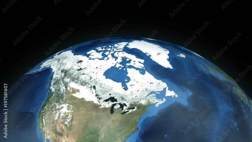 Zooming through space to a location in North America animation ...