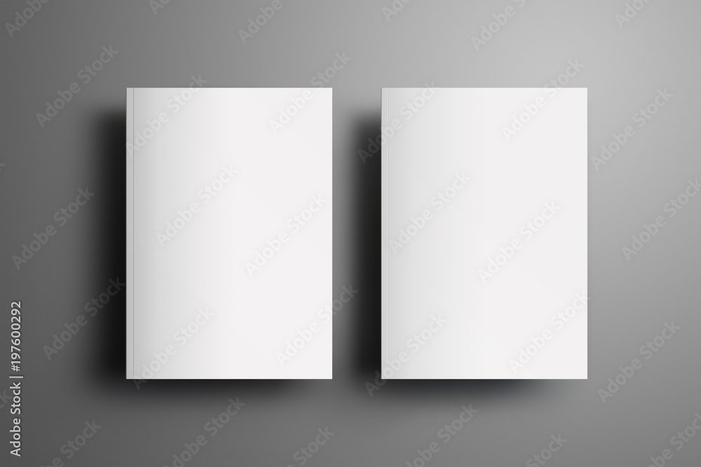Two universal blank closed A4, (A5) brochures with soft realistic ...