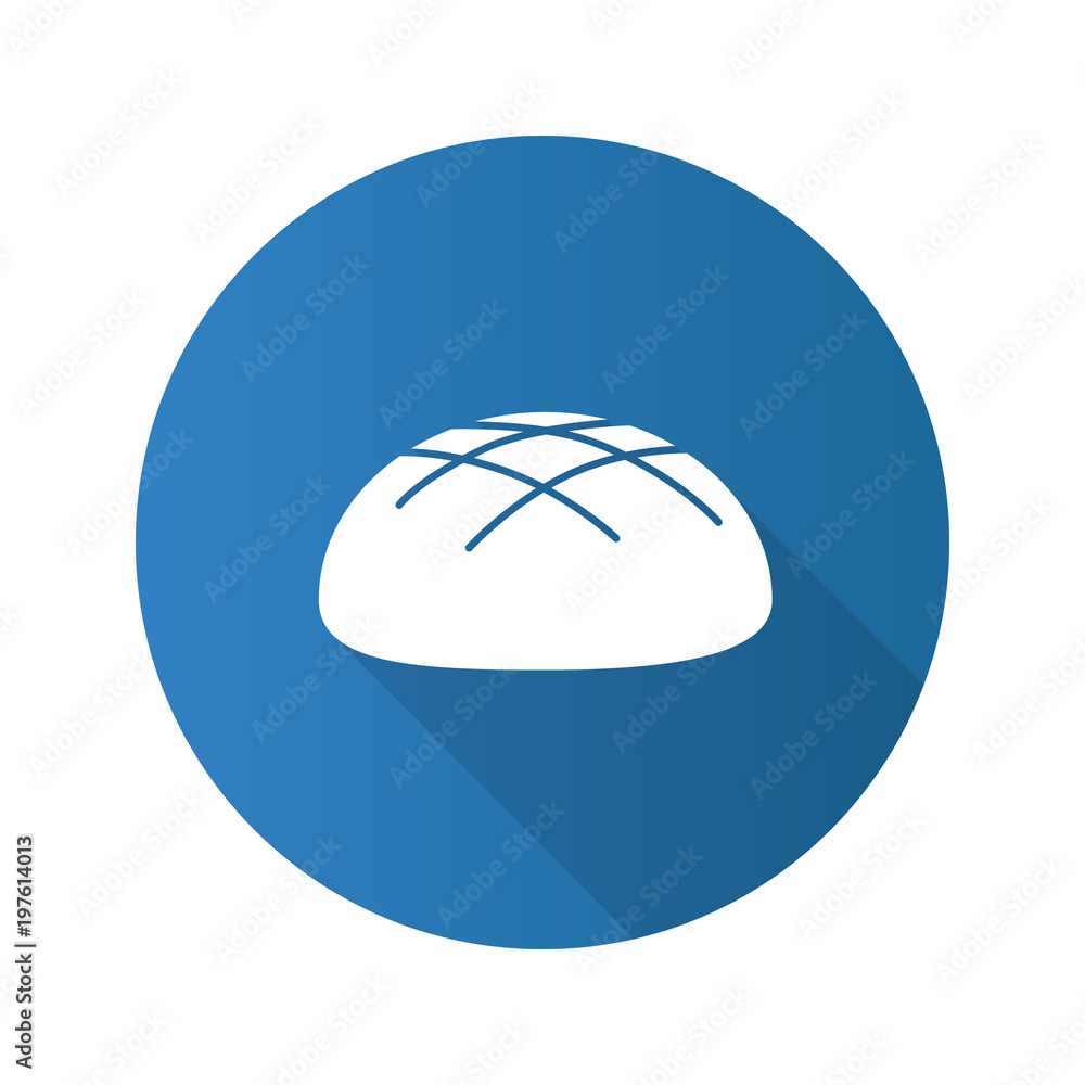 Round rye bread loaf flat design long shadow glyph icon Stock Vector ...
