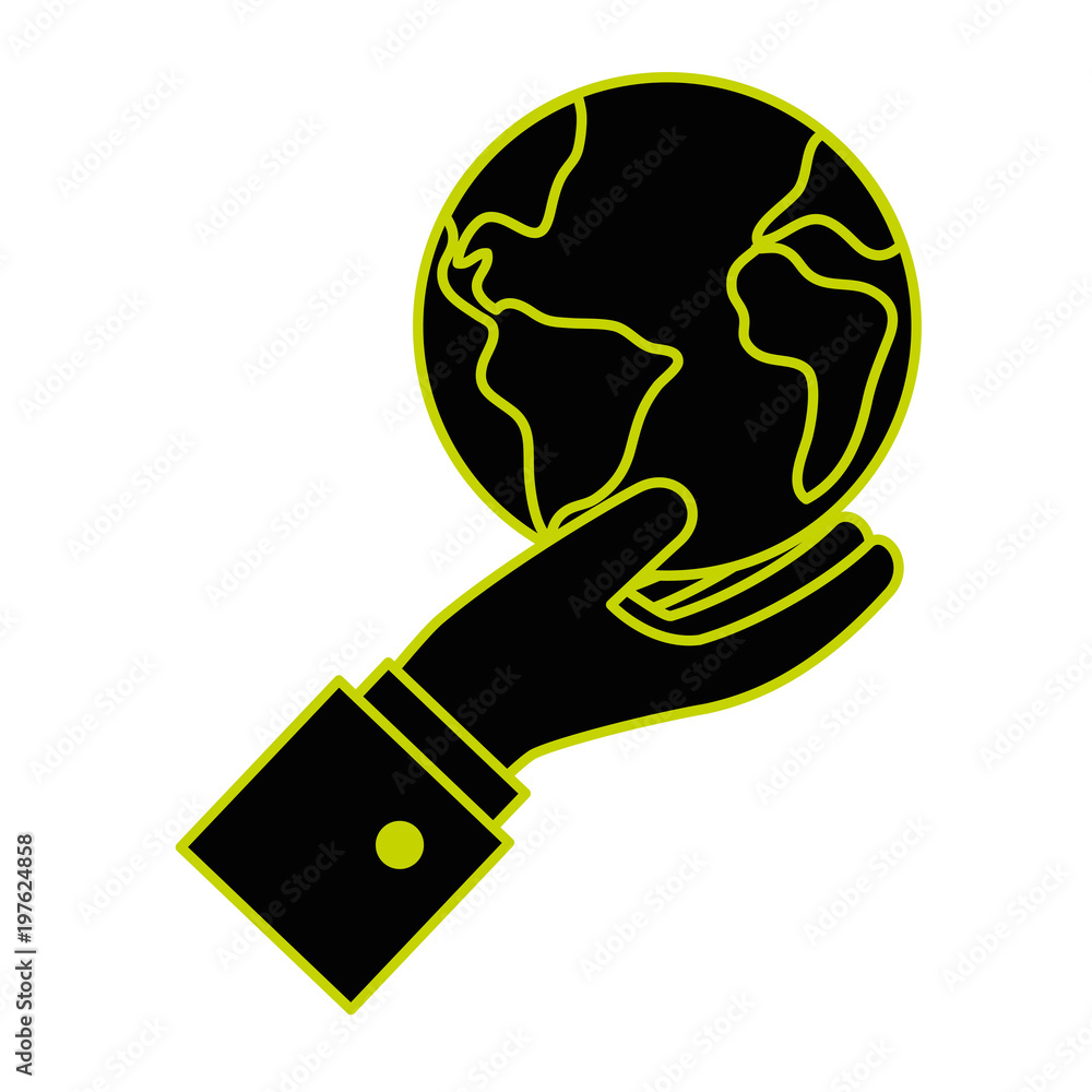 hand lifting world planet earth icon vector illustration design Stock ...