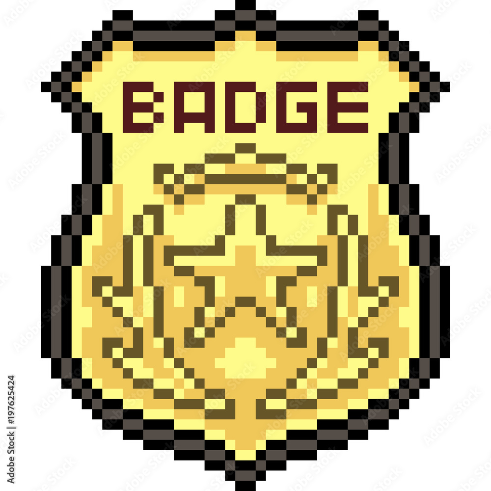 vector pixel art gold badge Stock Vector | Adobe Stock