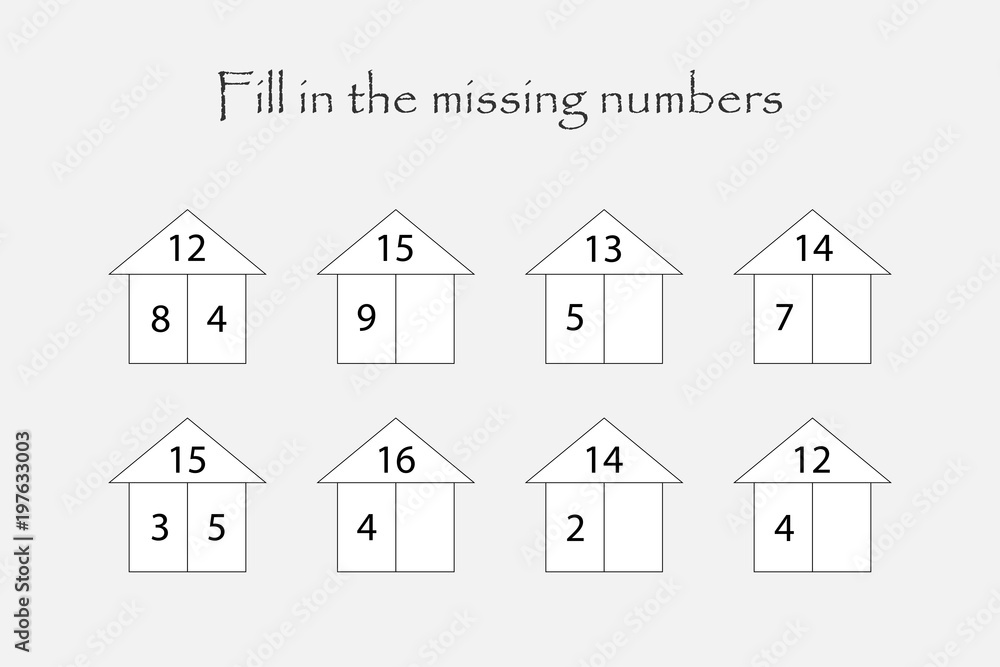 Fill in the missing numbers, mathematics game for children, find a ...