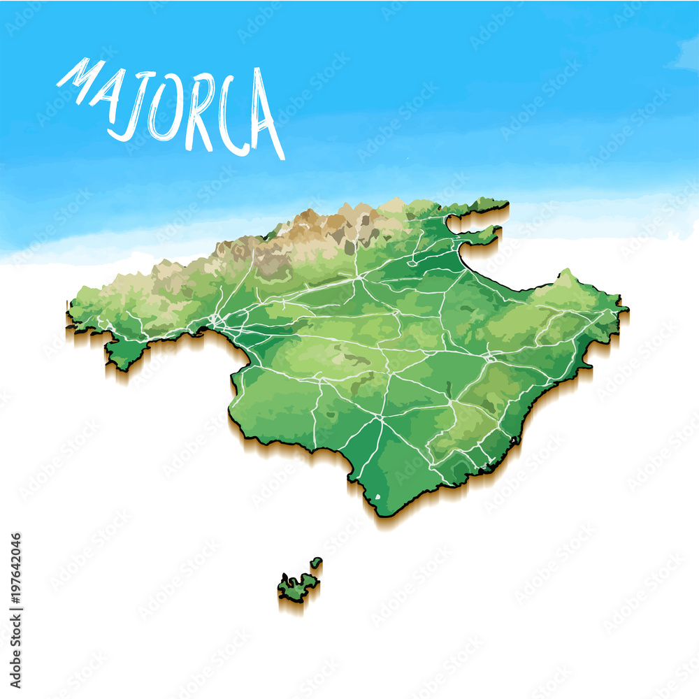 3D Island Map of Majorca Stock Vector | Adobe Stock