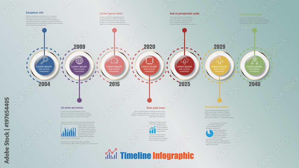 Modern timeline infographic with 7 steps circle designed for template ...