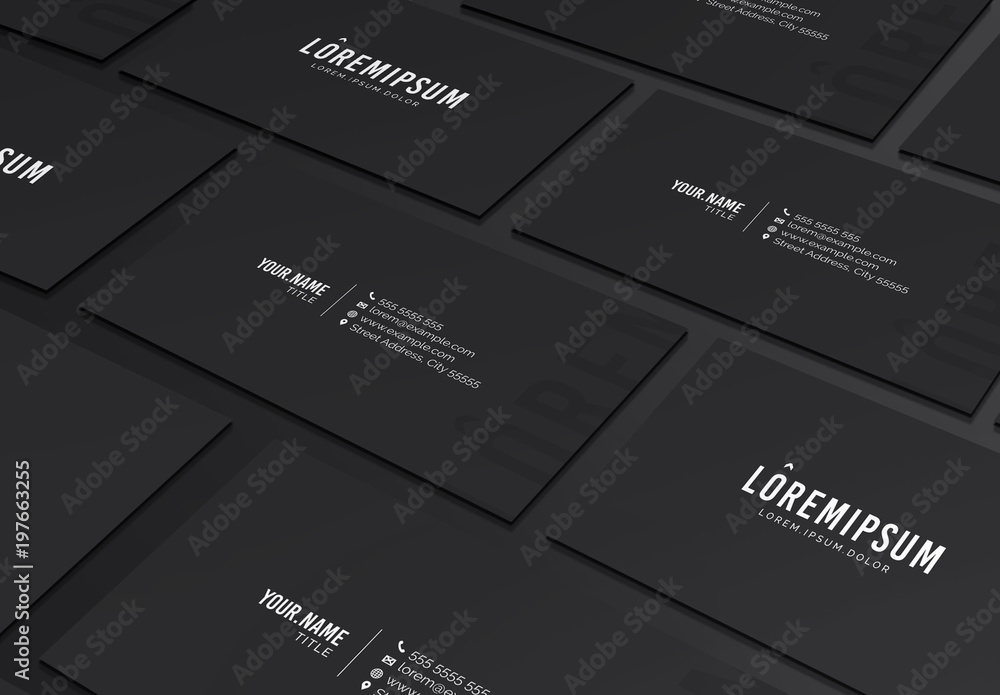 Grayscale Business Card Layout Stock Template | Adobe Stock