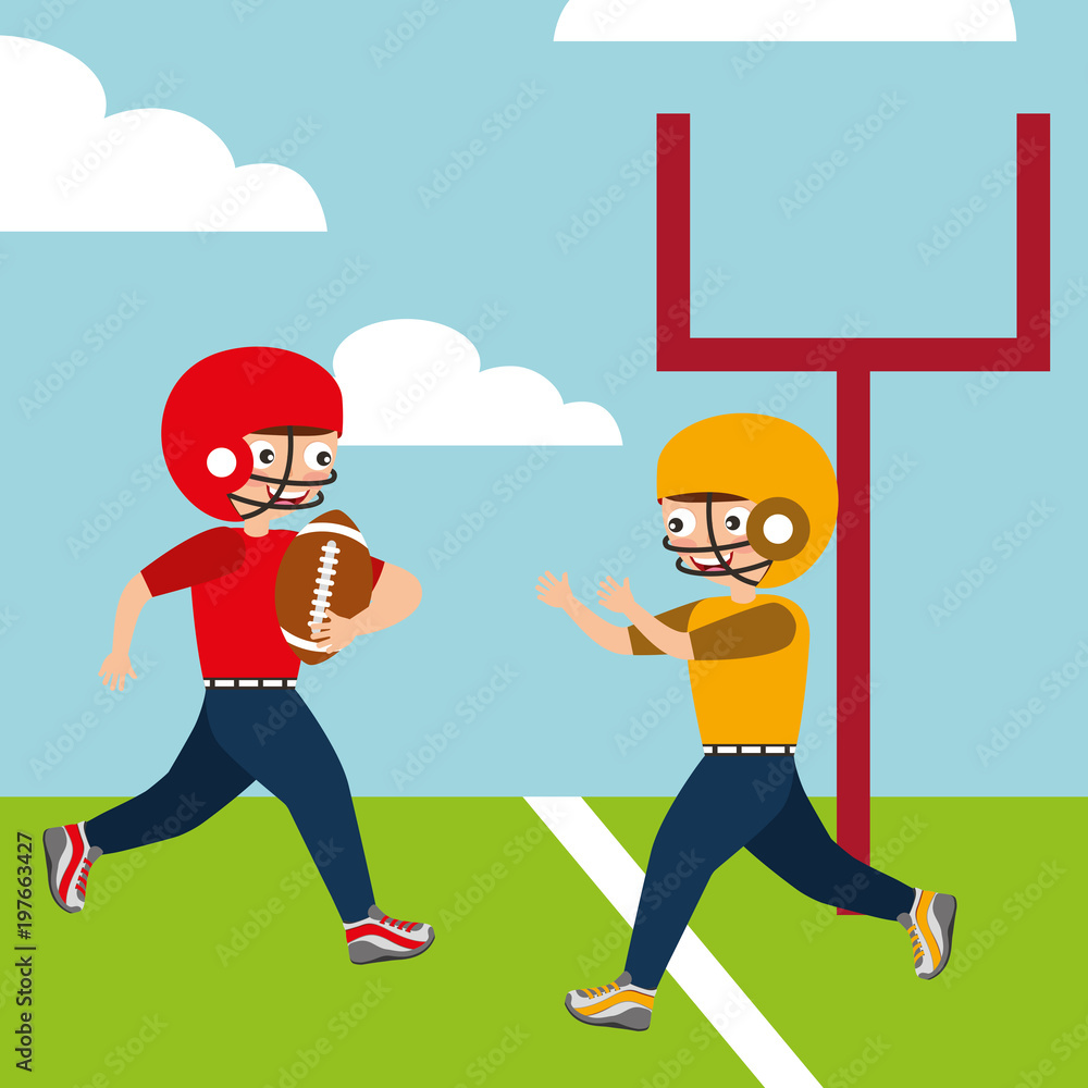 Kids Playing American Football Clipart