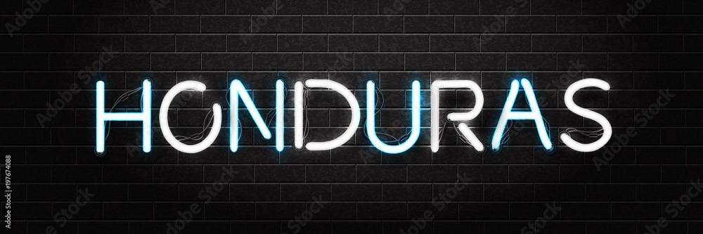 Vector realistic isolated neon sign of Honduras lettering logo for ...