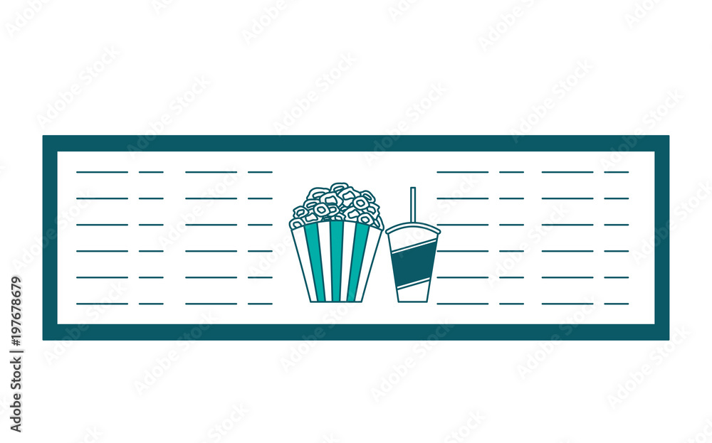 cinema menu board popcorn and soda vector illustration Stock Vector ...