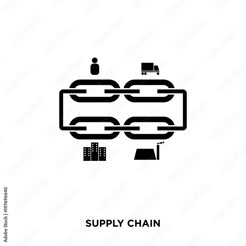 supply chain icon on white background, in black, vector icon ...