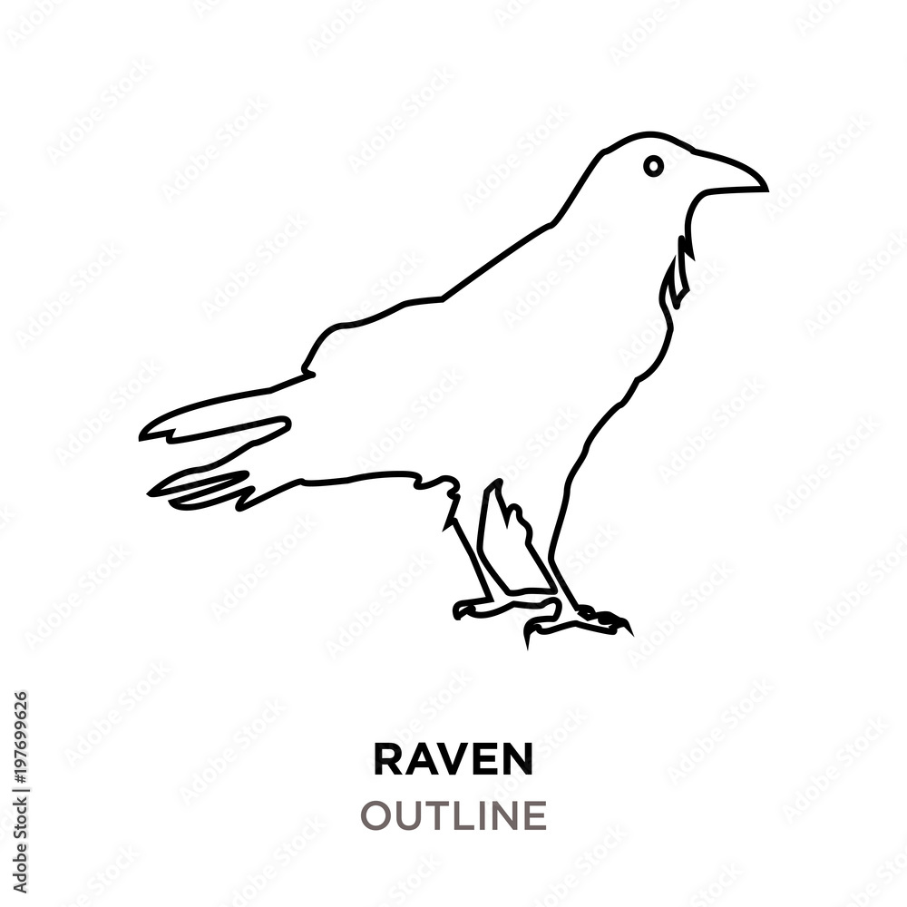 raven outline on white background Stock Vector | Adobe Stock
